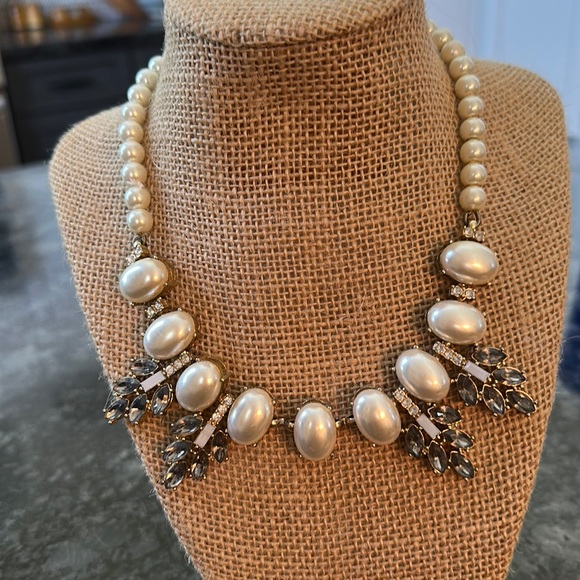 Talbots | Jewelry | Talbots Pearl And Rhinestone Statement Necklace 6 ...